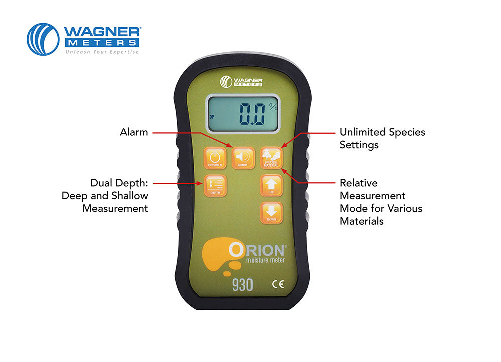 Orion® 930 Dual Depth Pinless Wood Moisture Meter Kit – Wagner Meters